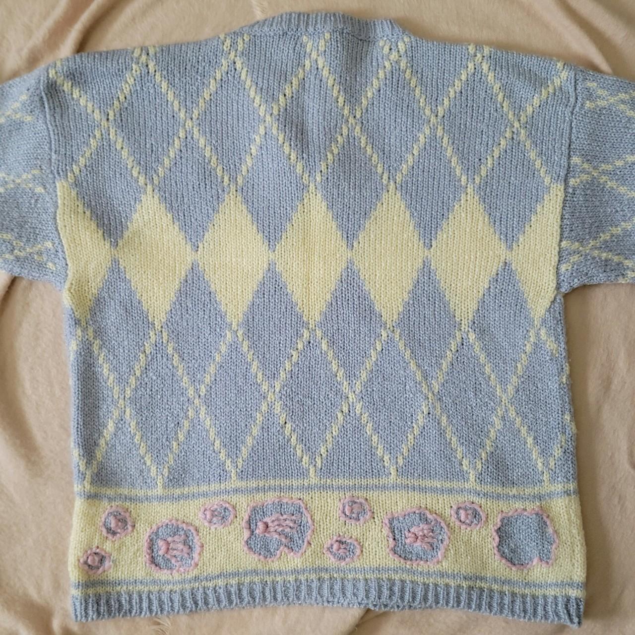 Chaus Sport | 80s Vintage Argyle & Floral Sweater •... - Depop