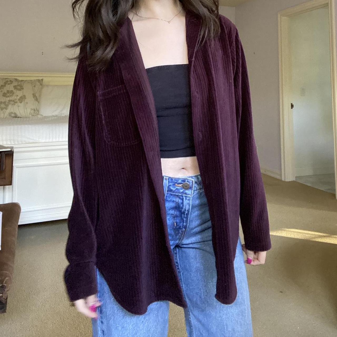 DARK PURPLE BUTTON UP JACKET super soft material... - Depop