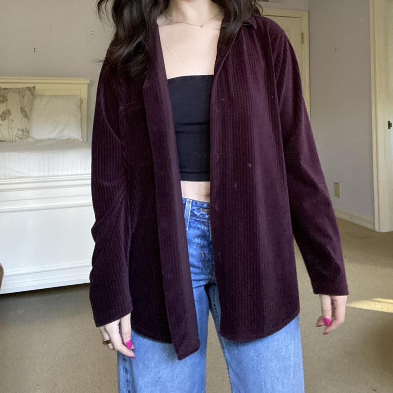 DARK PURPLE BUTTON UP JACKET super soft material... - Depop