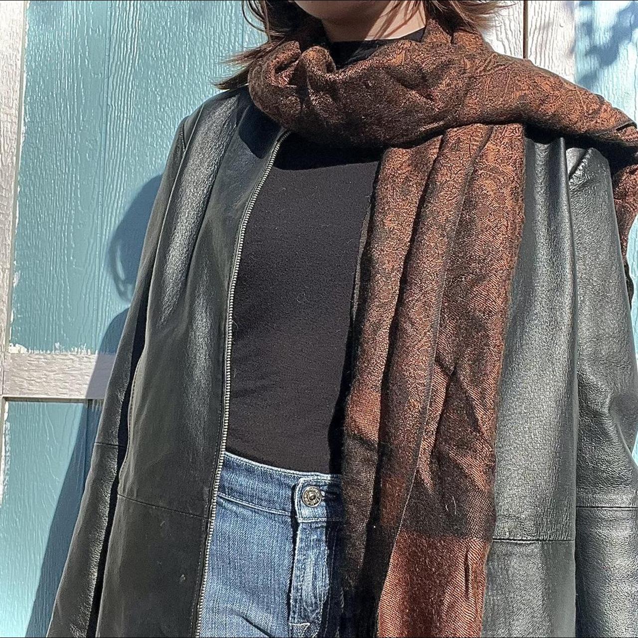 longer brown scarf! great for fall ・ ・ 30% silk - Depop