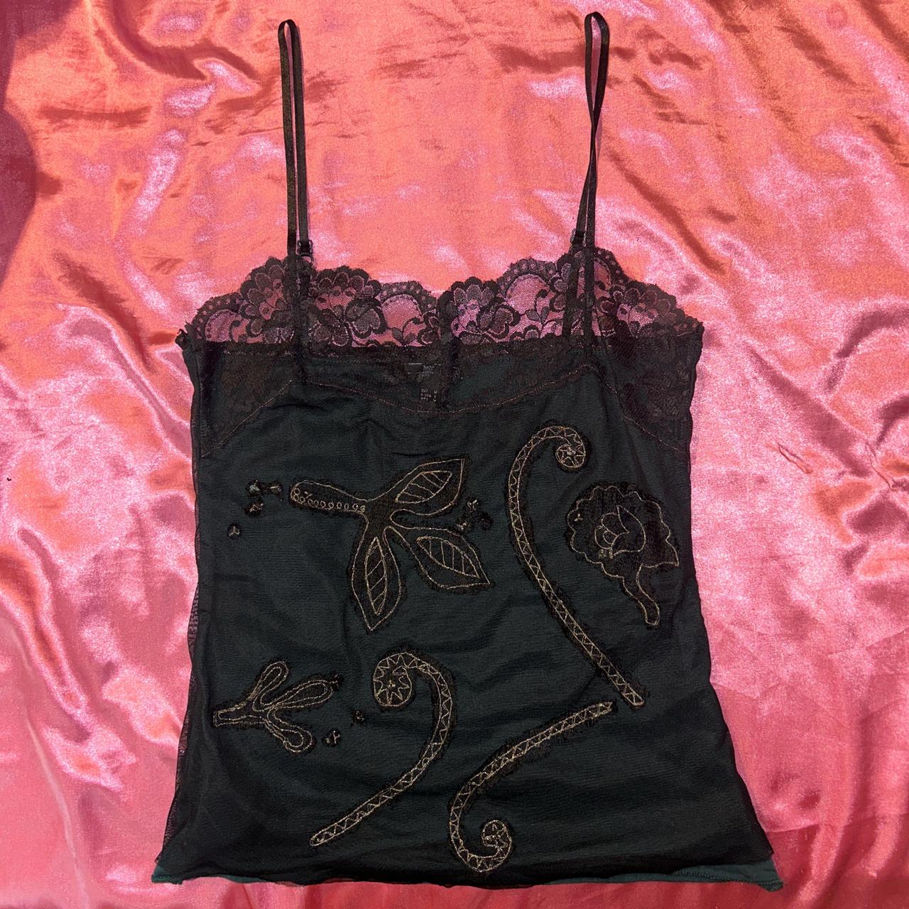 Lace Mesh Gold Patterned Cami Top MNG size US S... - Depop