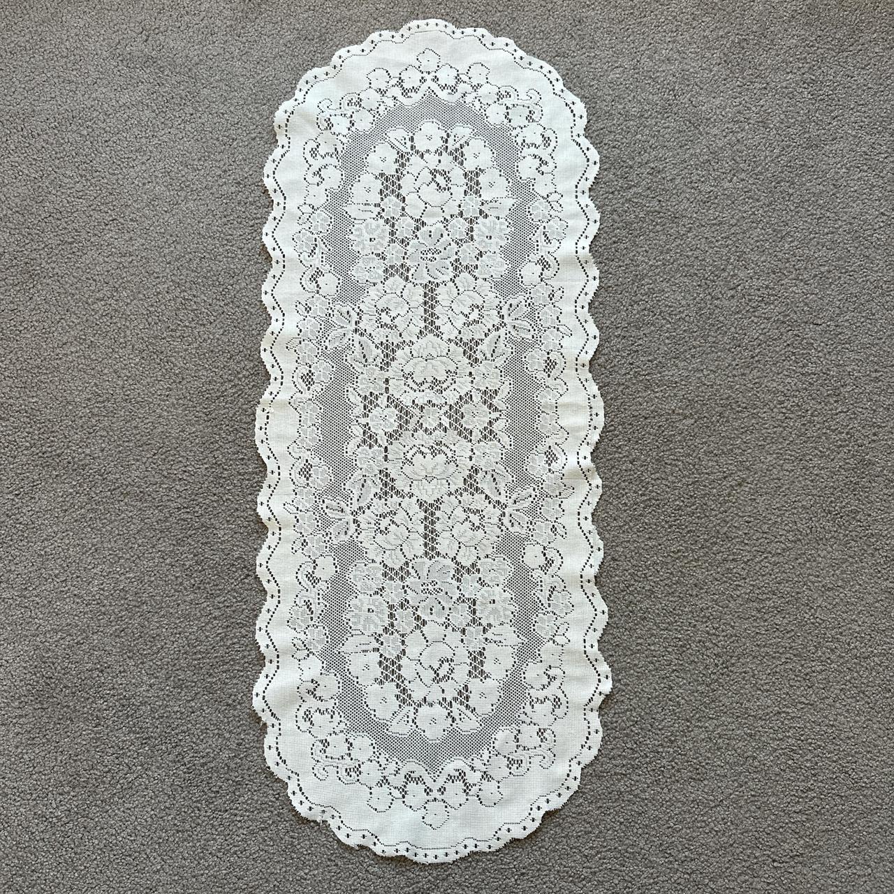 White vintage lace table runner home... | Depop