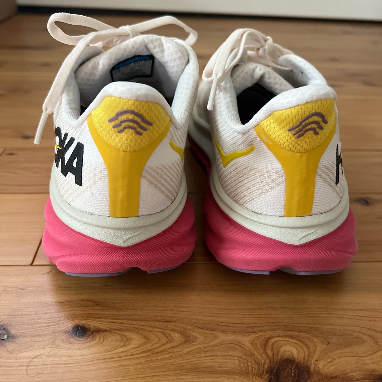 Hoka One One Women's Pink and Cream Trainers | Depop