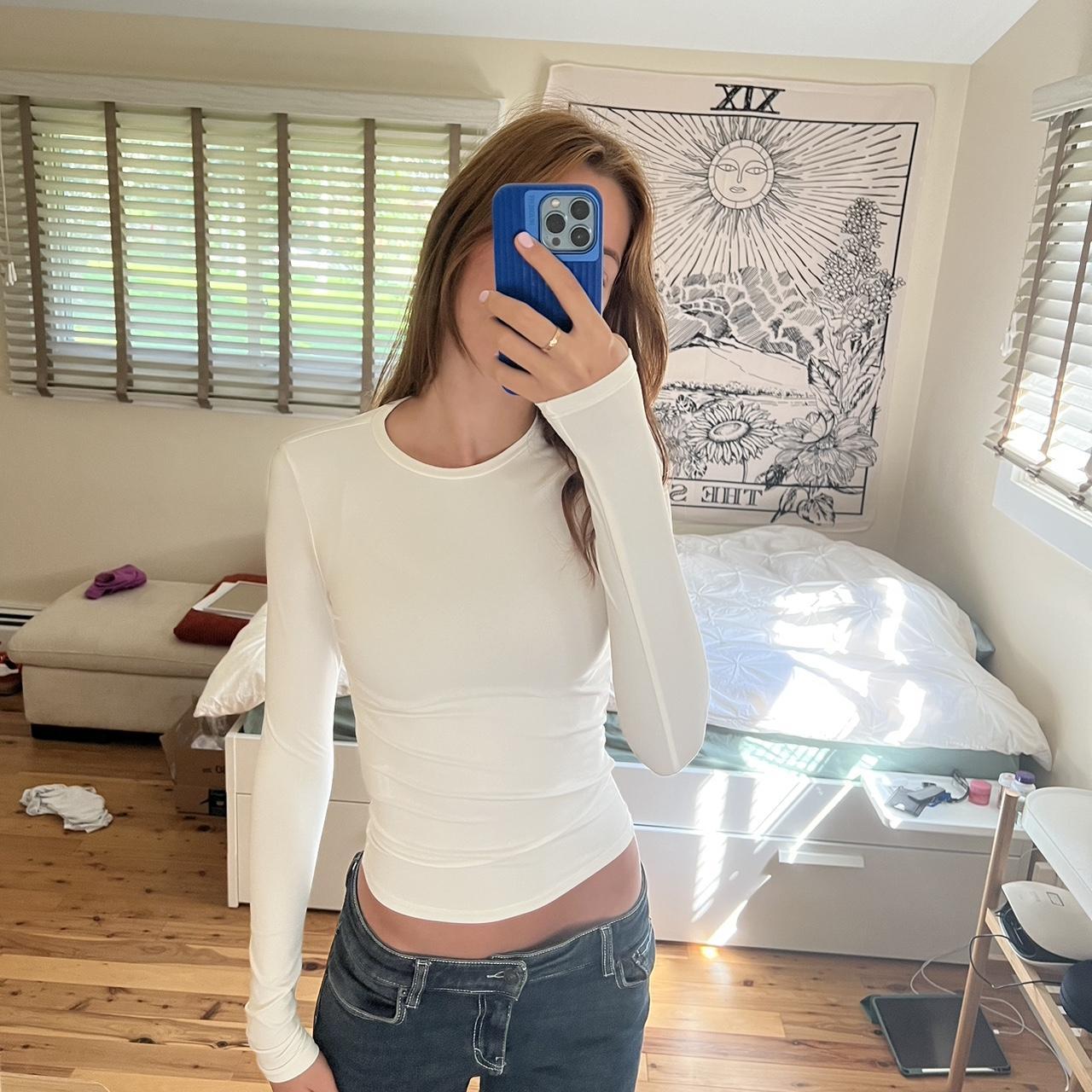 glassons supersoft long sleeve top in white *SKIMS... - Depop