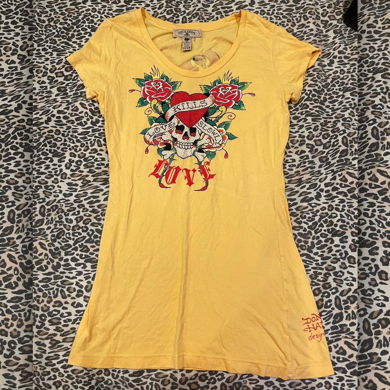Ed Hardy fitted top 🌹🔥 size XL women’s thin soft... - Depop