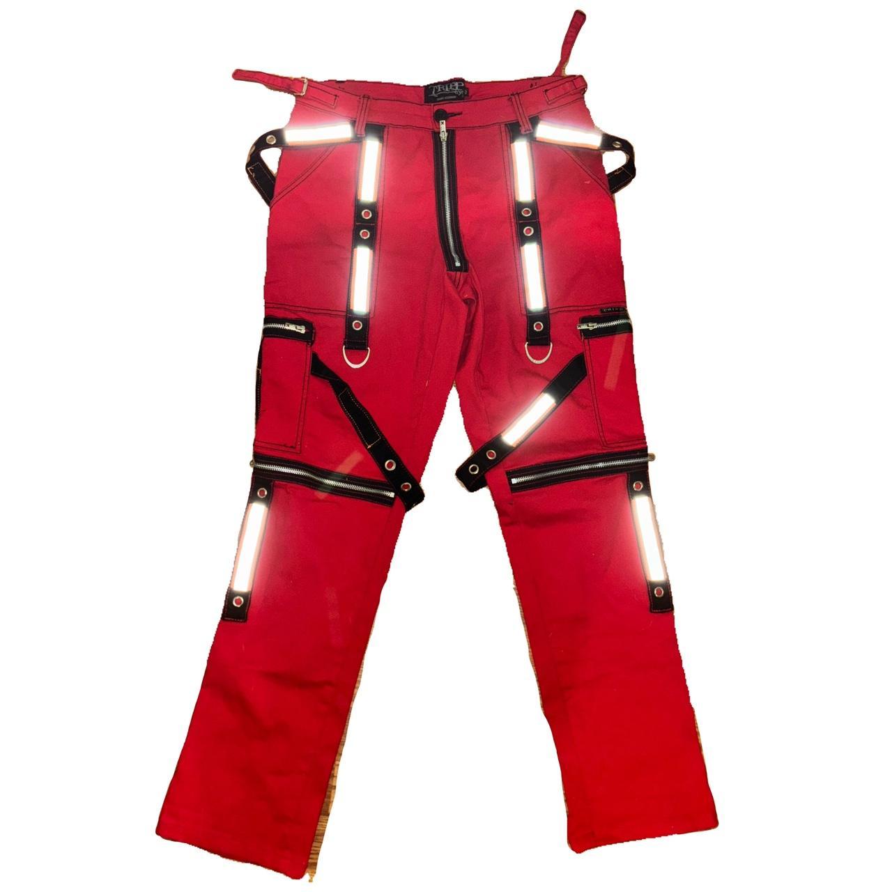 Tripp Red Reflective Straps Bondage Pants ‼️ Size 32... | Depop