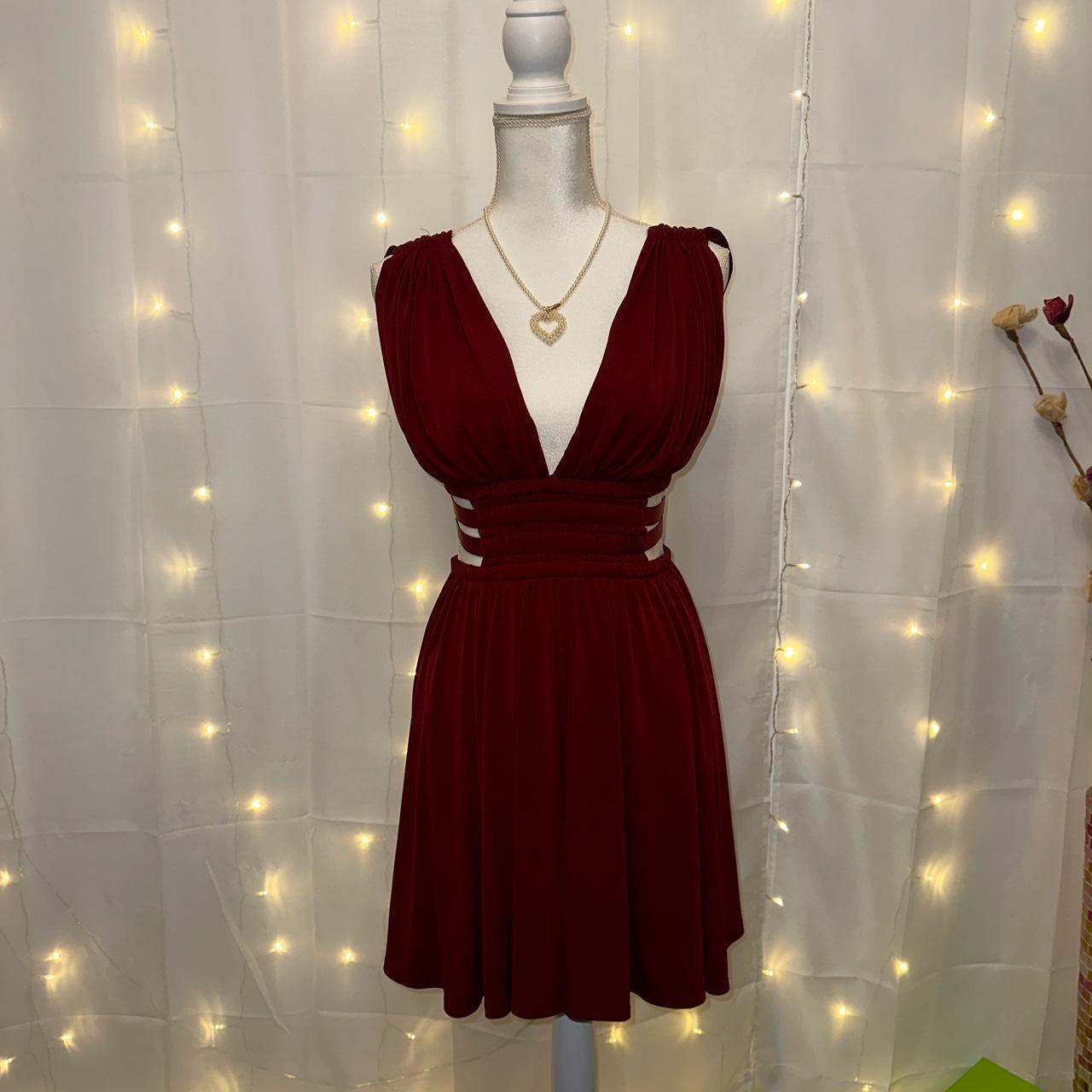 Express Women's Burgundy and Red Dress | Depop