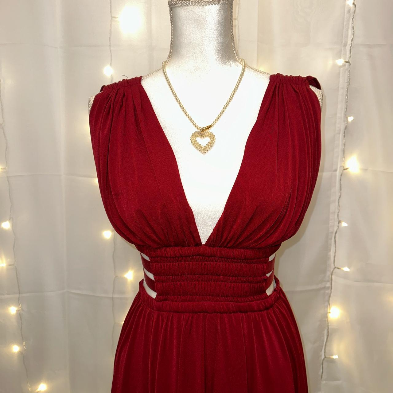 Express Women's Burgundy and Red Dress | Depop