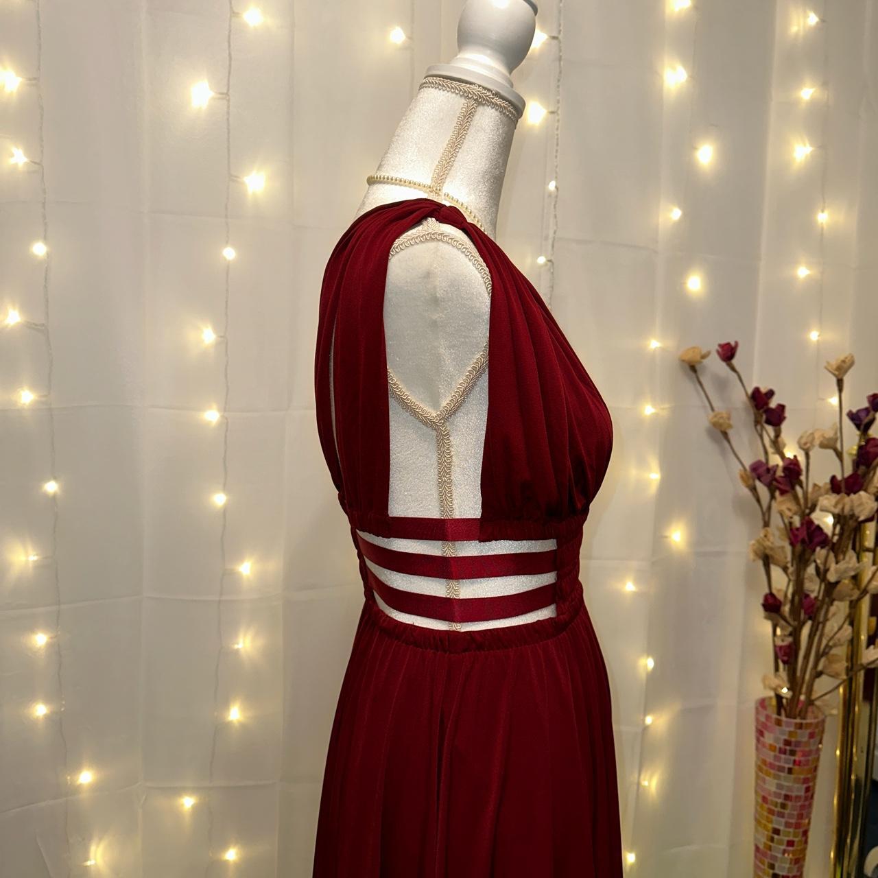 Express Women's Burgundy and Red Dress | Depop