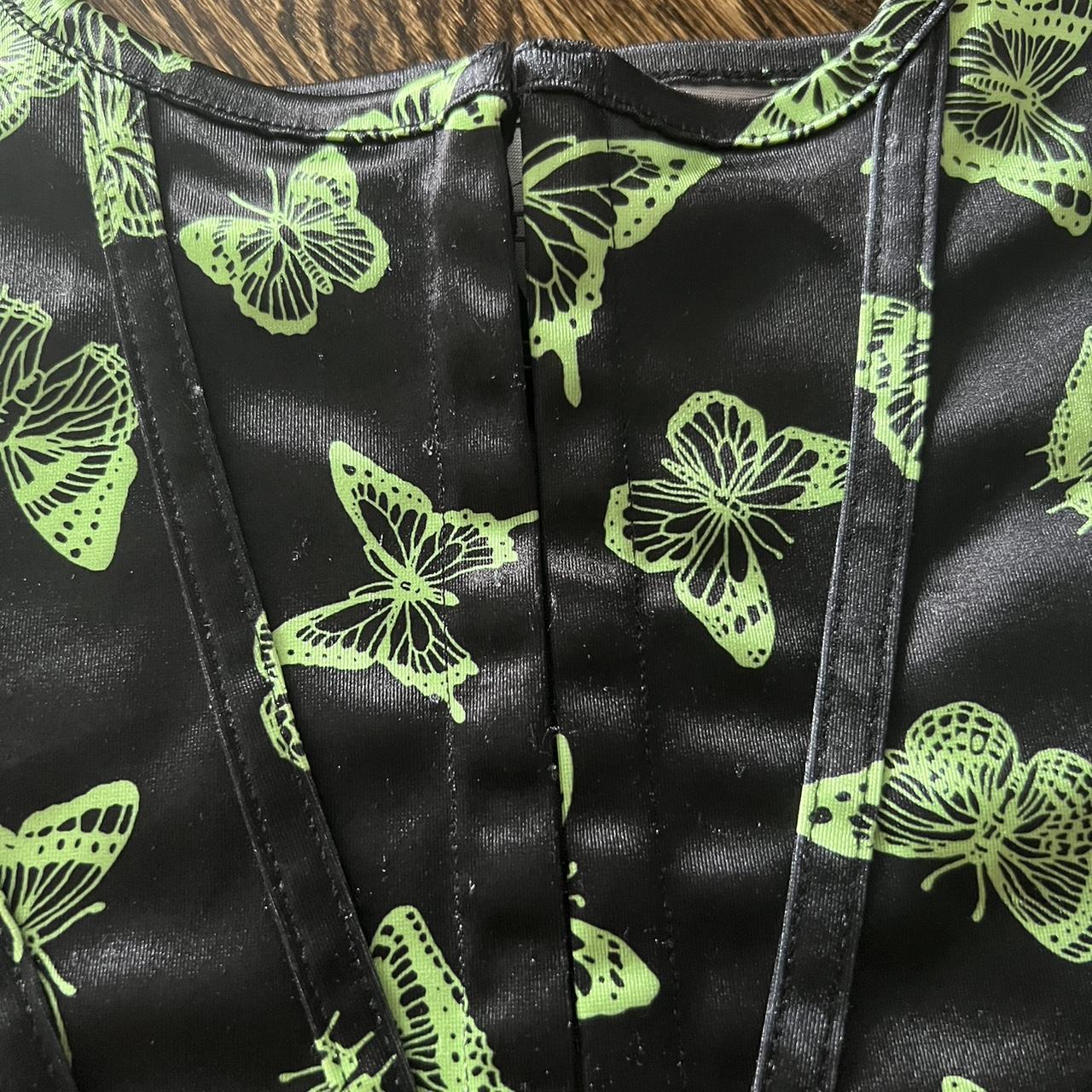 MOTEL ROCKS black corset with green butterflies! - Depop
