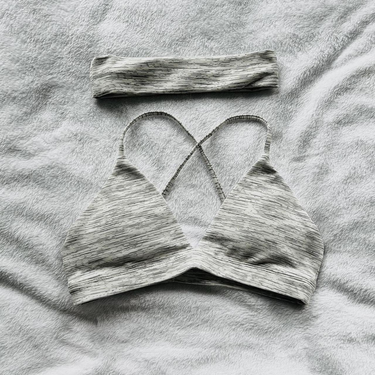 CSB white marl sports bra and headband Crop Shop... - Depop