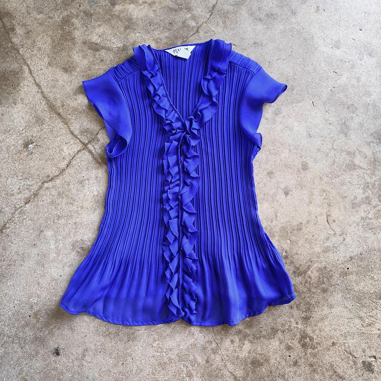 Vintage Y2K, Allison Taylor blue/purple ruffled... - Depop