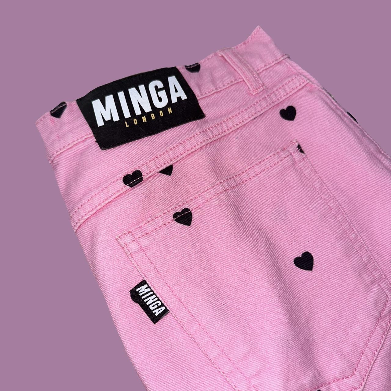 Minga London Pink Heart patterned Mum Jeans. Worn... - Depop