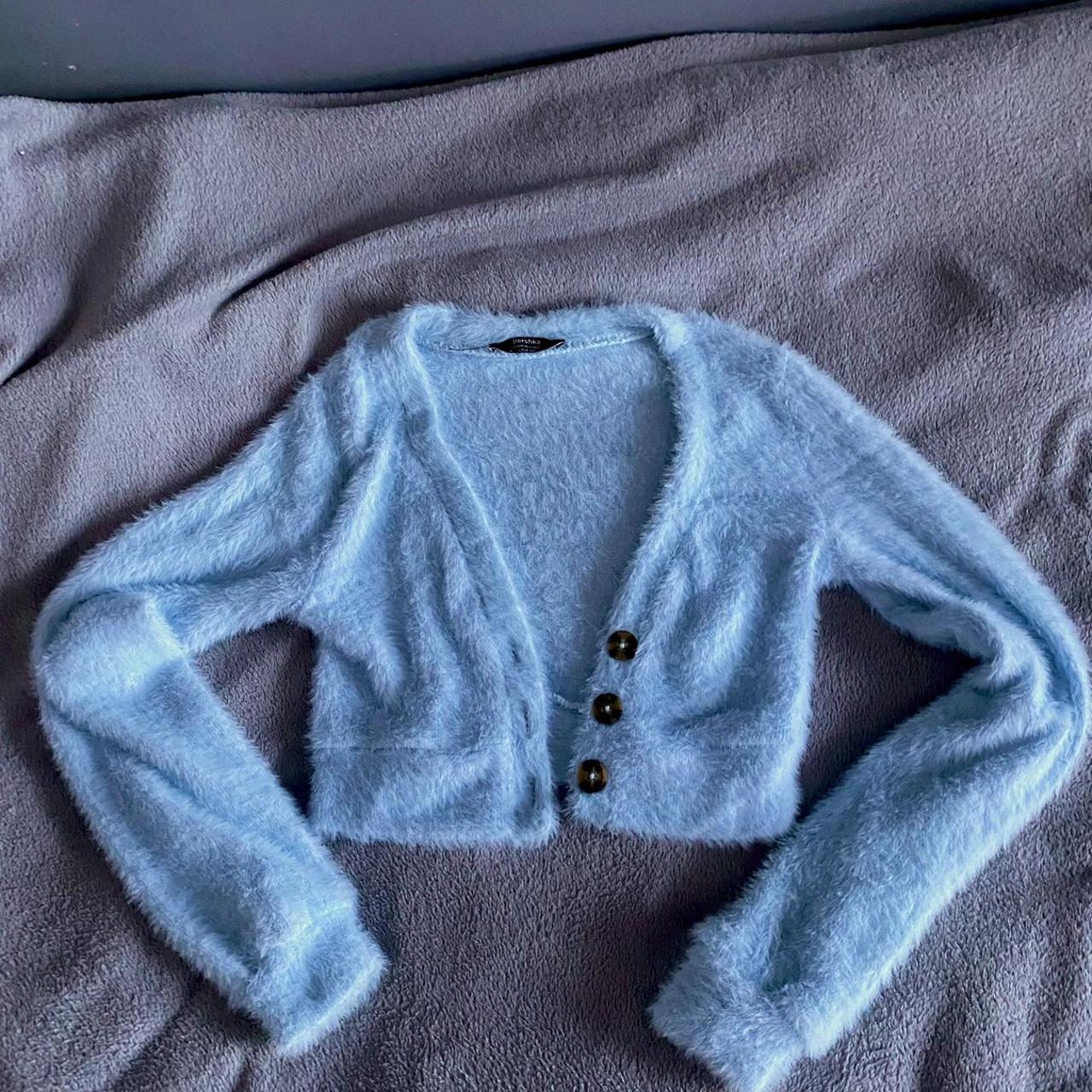 Bershka blue fuzzy cropped cardigan 💙 Love it just... - Depop