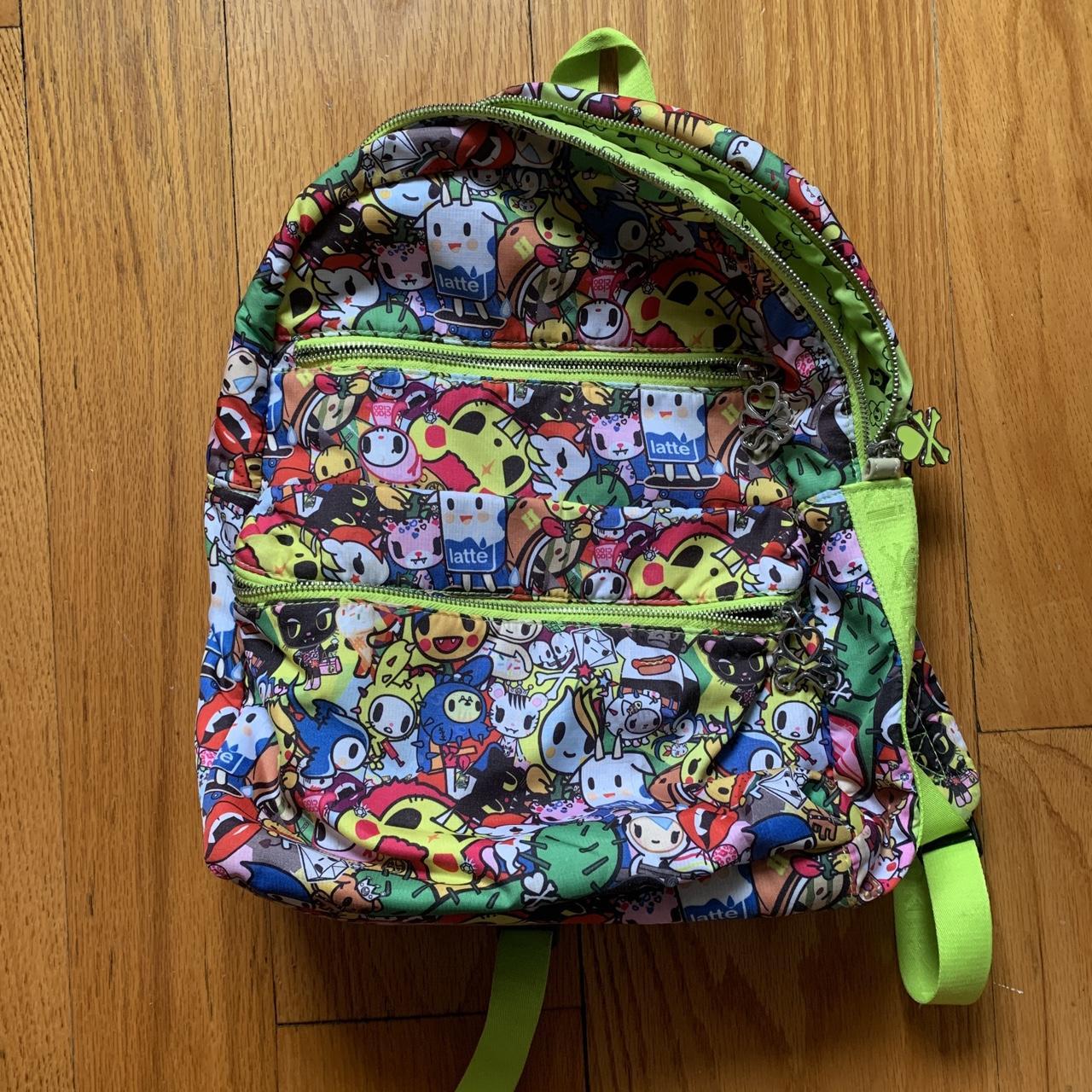 tokidoki green backpack so cute used for one school... - Depop