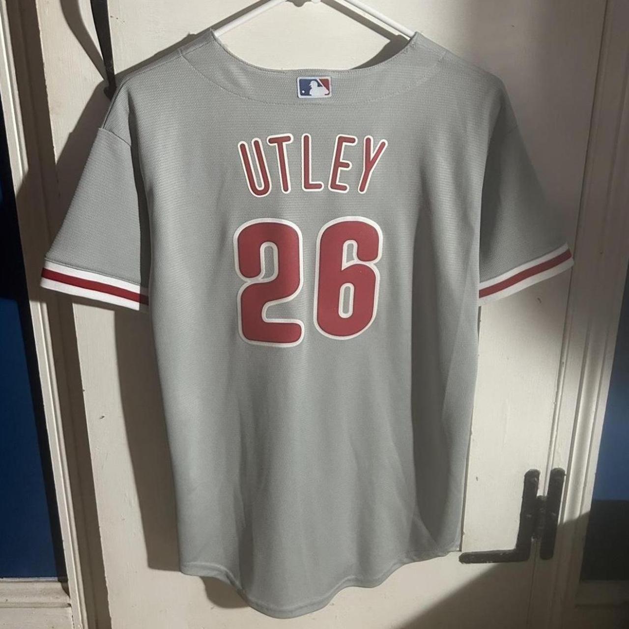 youth large utley phillies jersey worn once no... - Depop