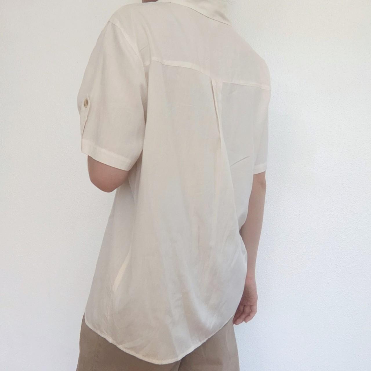 Cute vintage cream 100% silk button-up blouse,... - Depop
