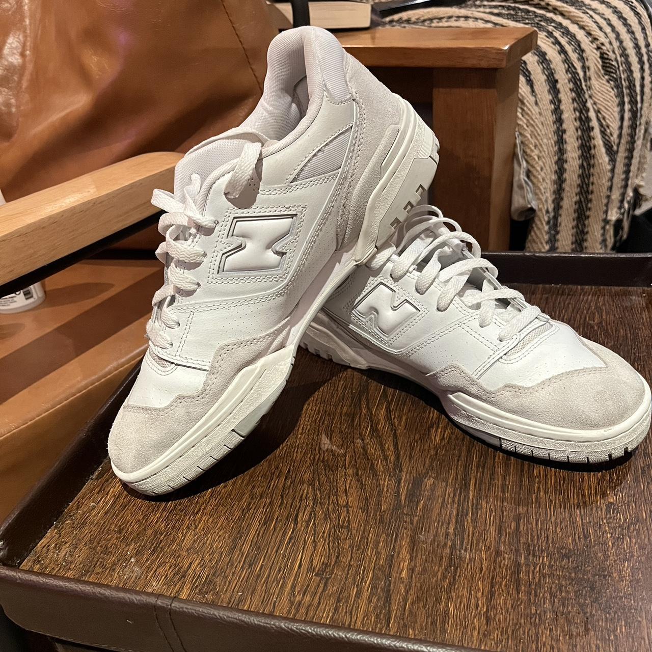 NEW BALANCE 550 TRAINERS - white with suede grey -... - Depop
