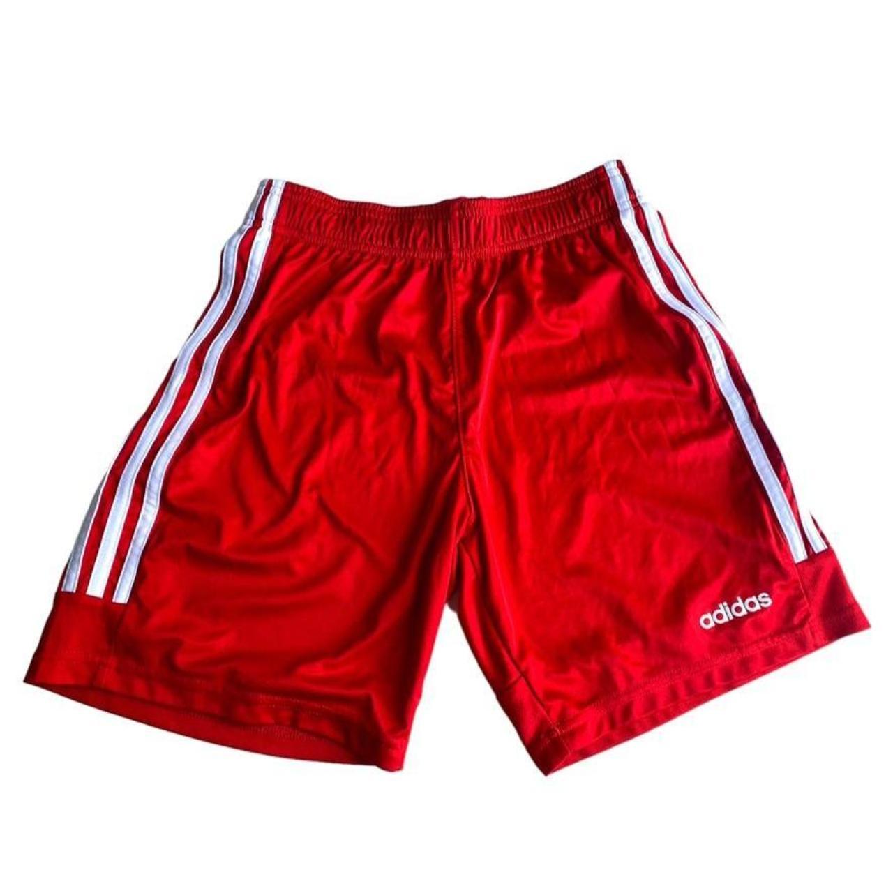 ADIDAS Classic 3 Striped Sports Red Shorts Boys Age... - Depop