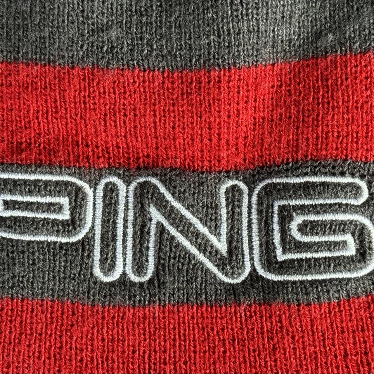 PING Grey & Red Striped One Size 100% Acrylic... - Depop