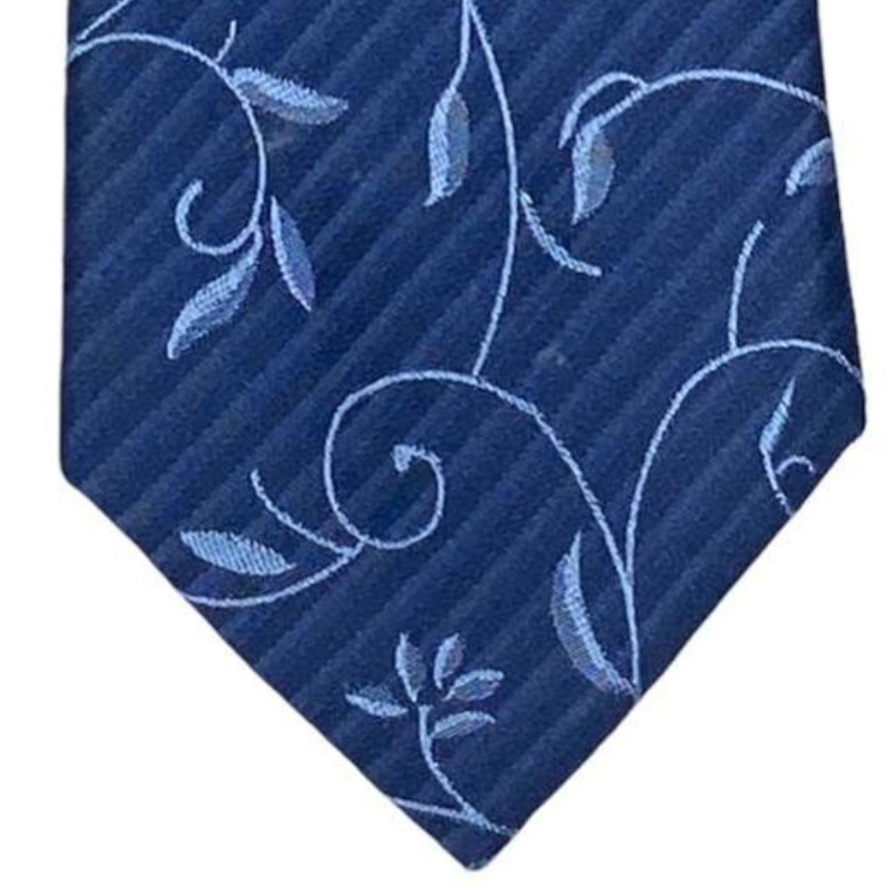 ALEXANDRE Savile Row Navy Floral 100% Silk Skinny... - Depop