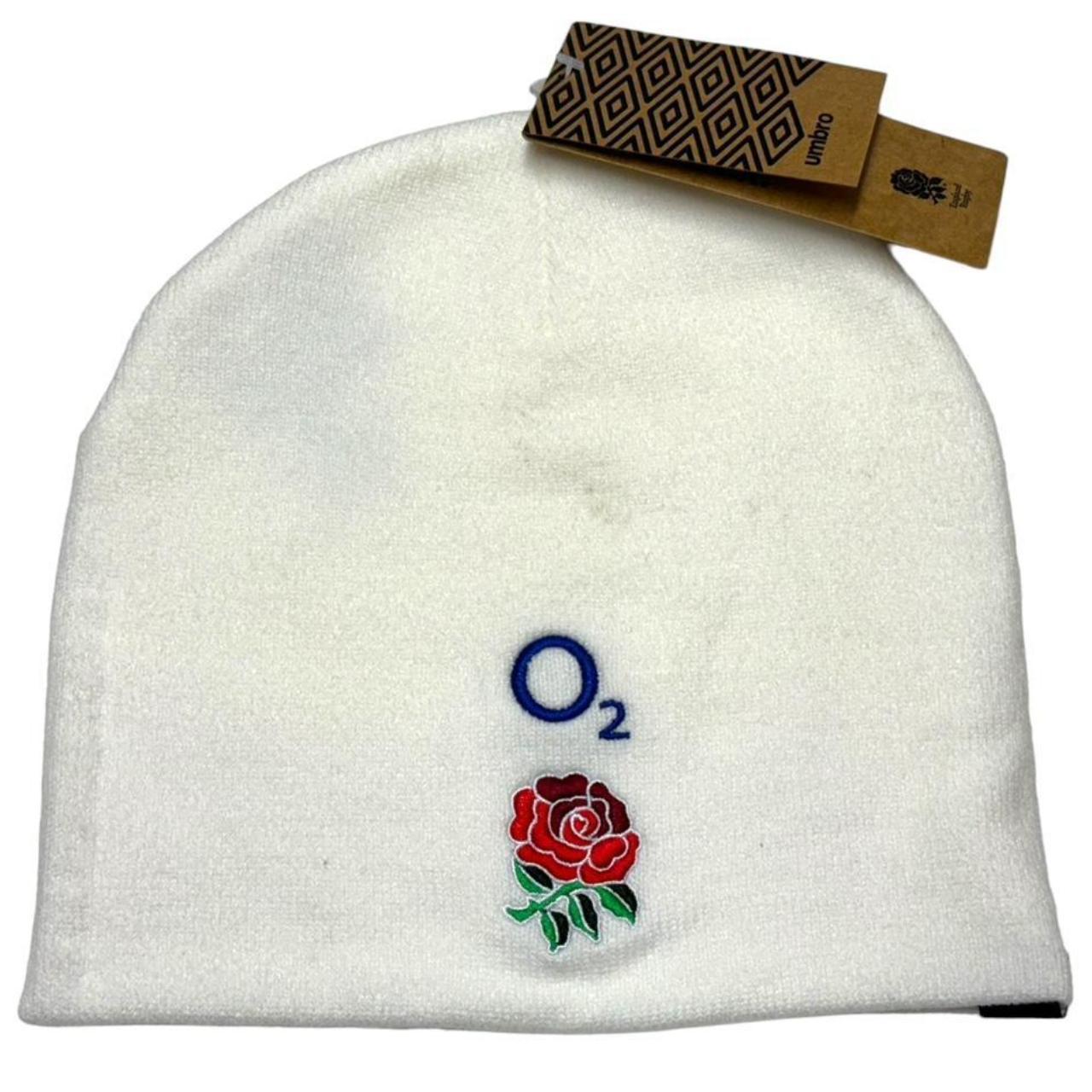 Umbro Mens England Rugby Beanie White 100% Acrylic... - Depop