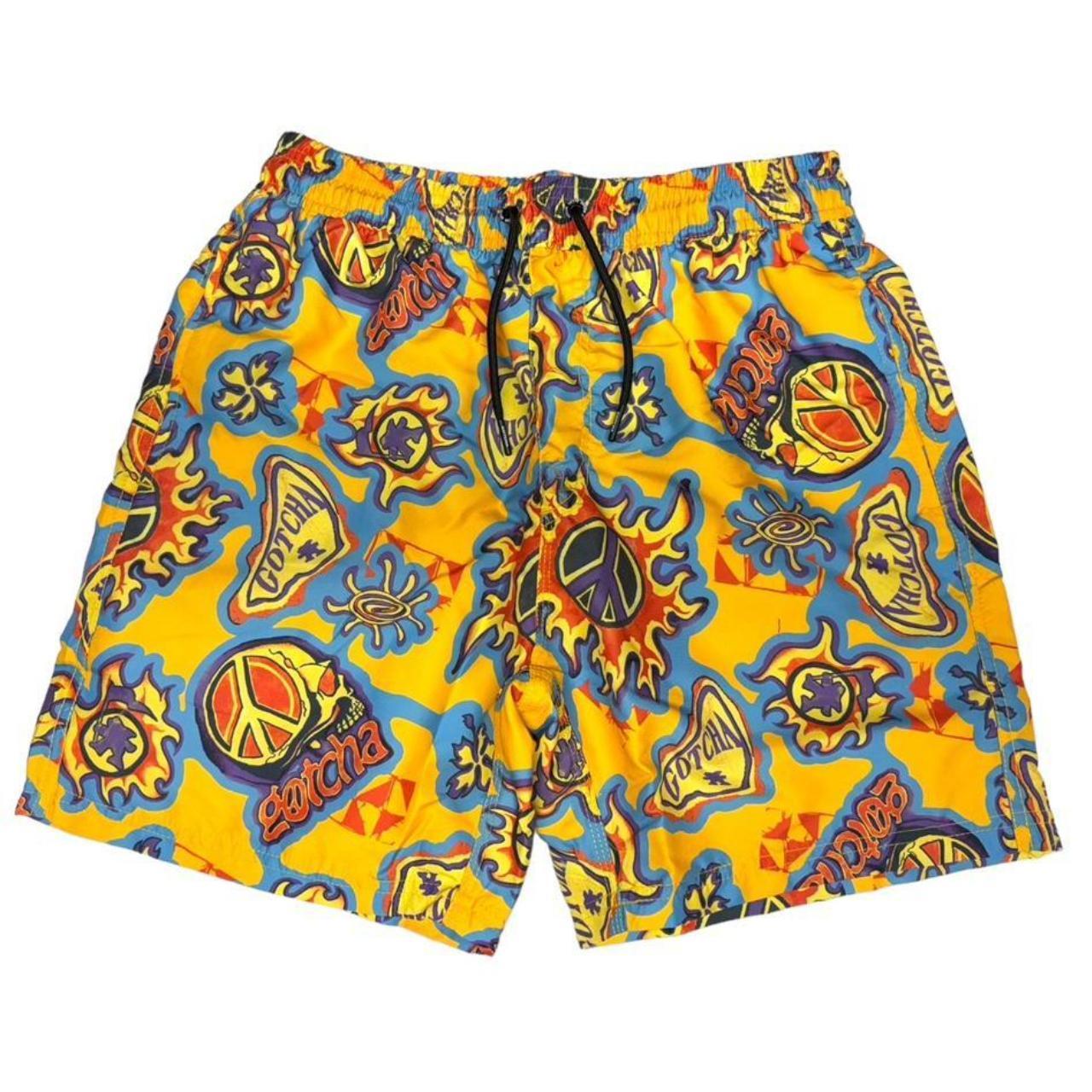 Gotcha Mens Francis Swim Shorts Yellow Colour:... - Depop