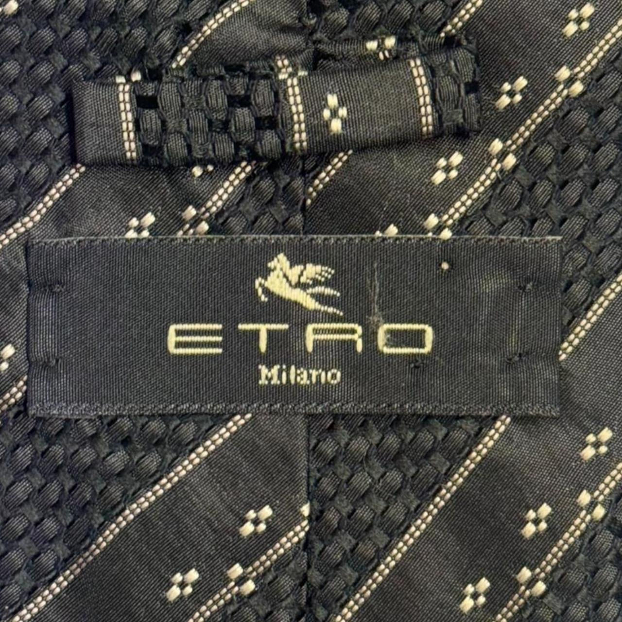ETRO 100% Silk Black & Silk Patterned Tie Men's Made... - Depop