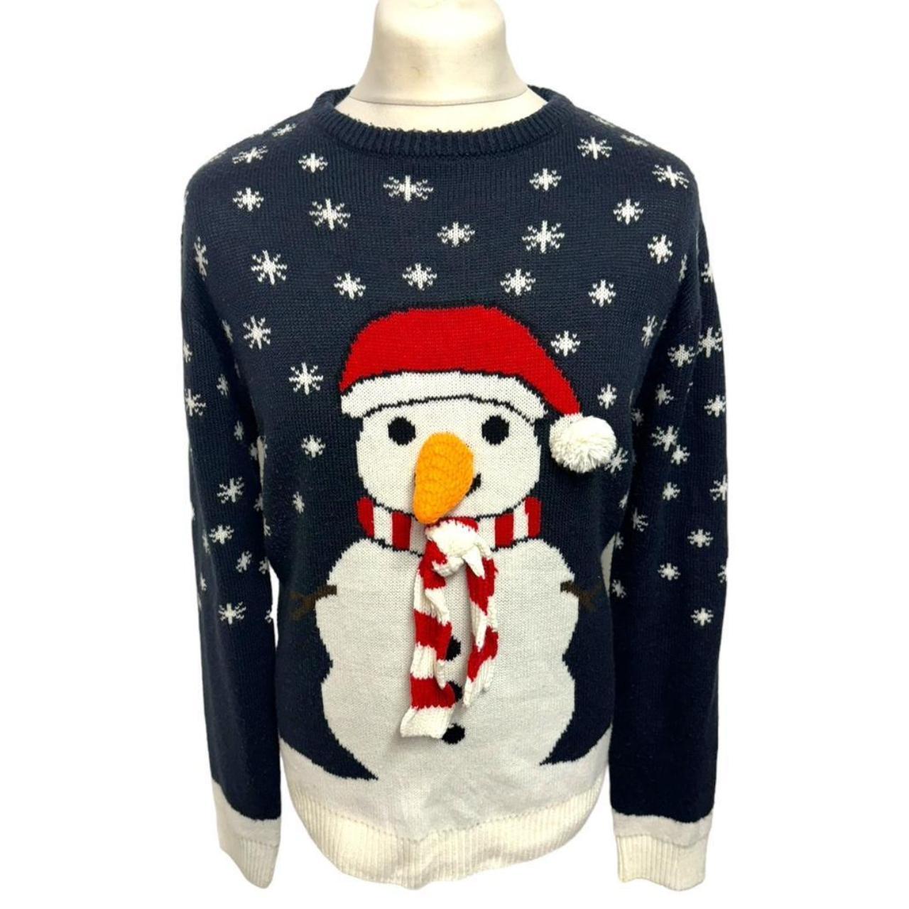 CEDARWOOD XL Christmas Snowman Jumper Navy & White... - Depop