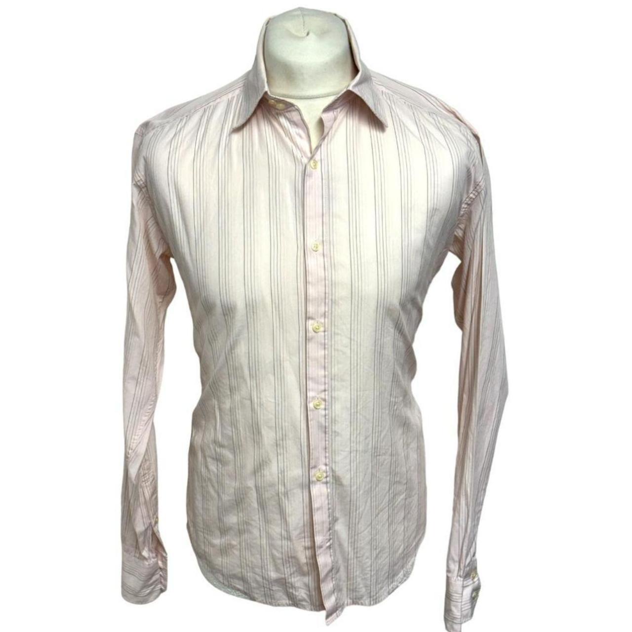 REISS Large Pink Striped Long Sleeved Shirt Men's... - Depop