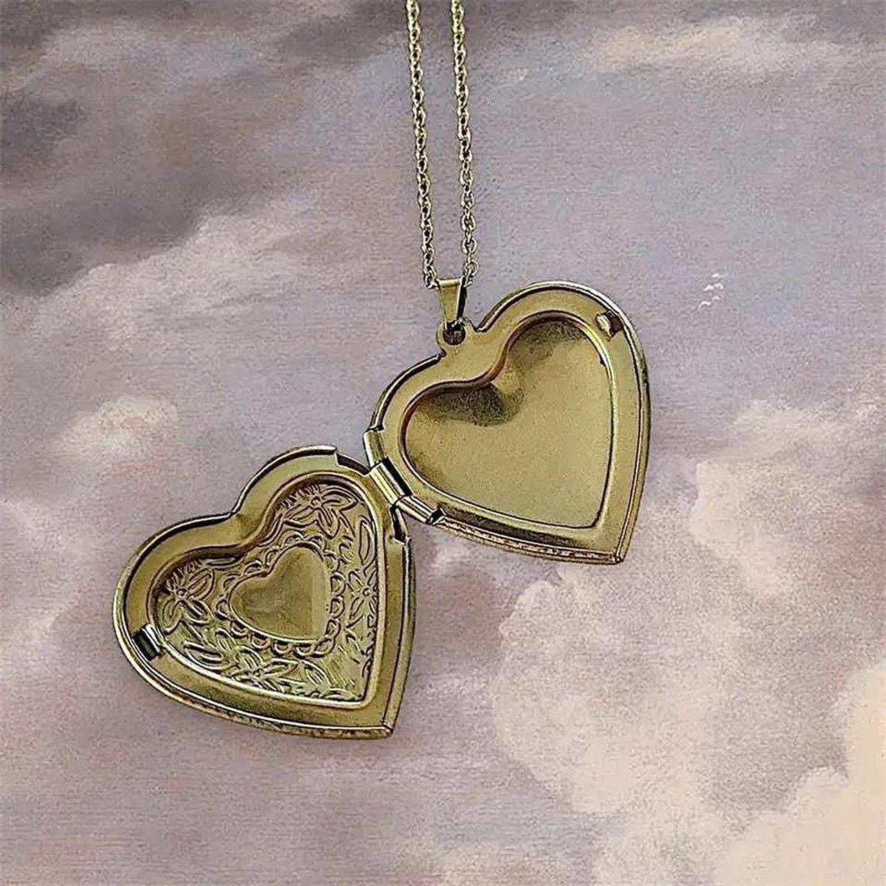 Golden Engraved Heart Locket ♡ - 18” Length... - Depop