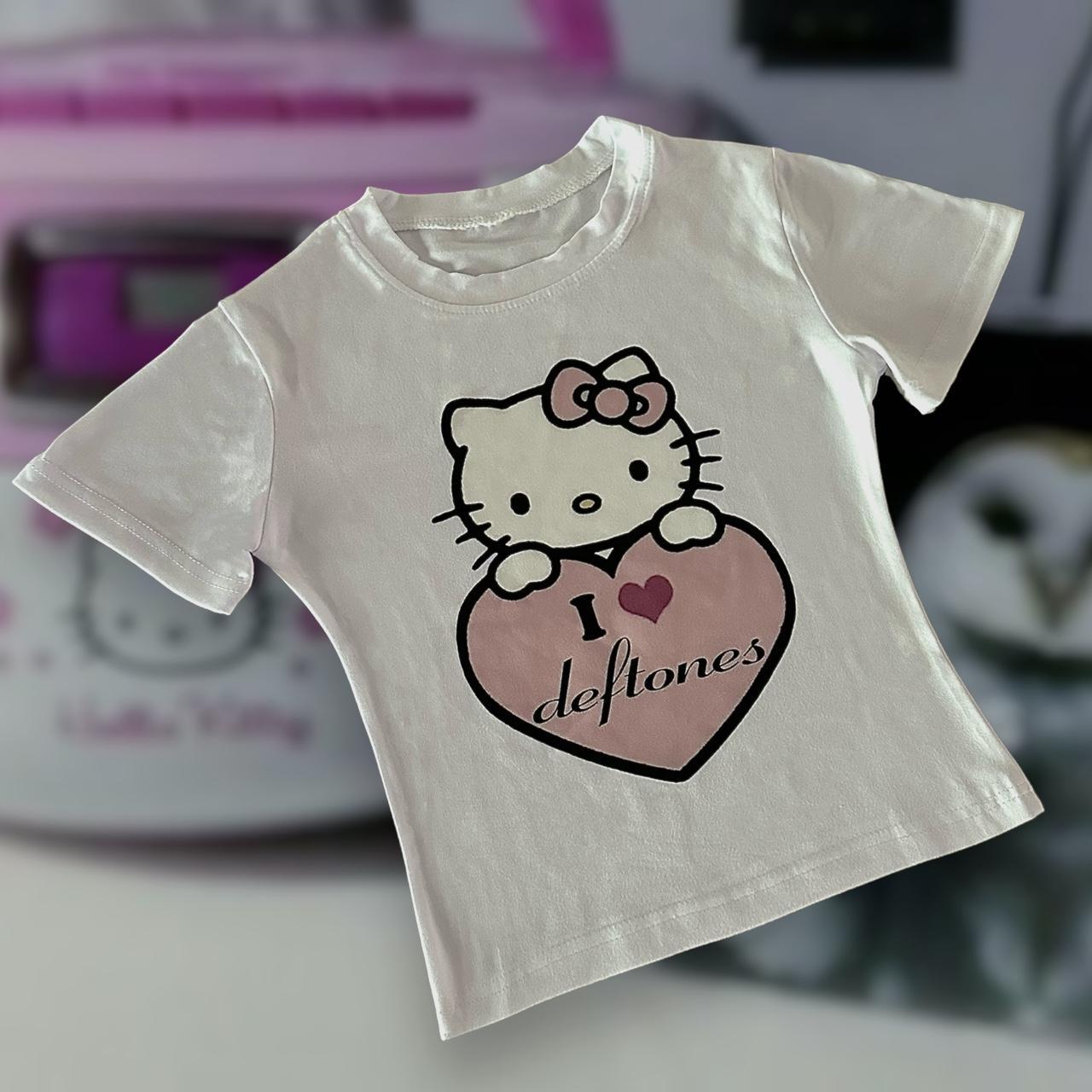 ౨ৎ Hello Kitty Deftones Tee ⋆｡˚ tracked shipping... - Depop