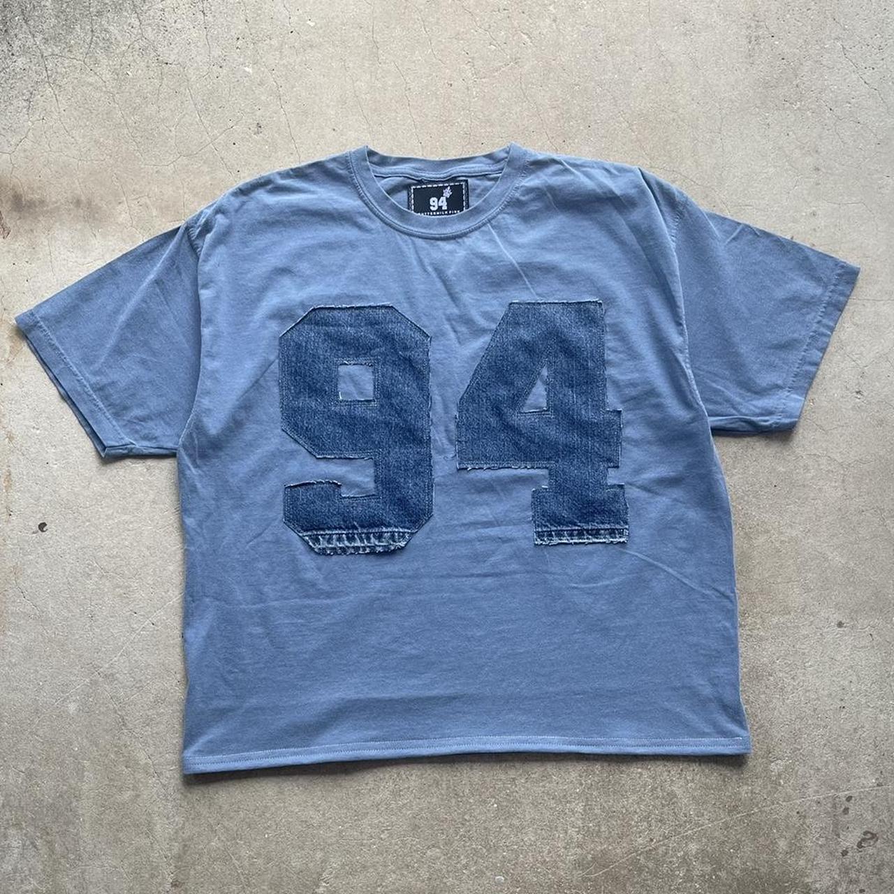 94 short sleeve t-shirt - heavyweight washed blue... - Depop