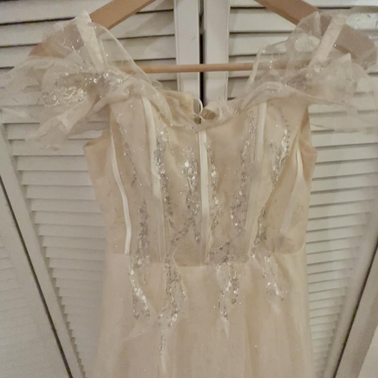 Custom made prom dress/quinceanera, Cream-colored... - Depop