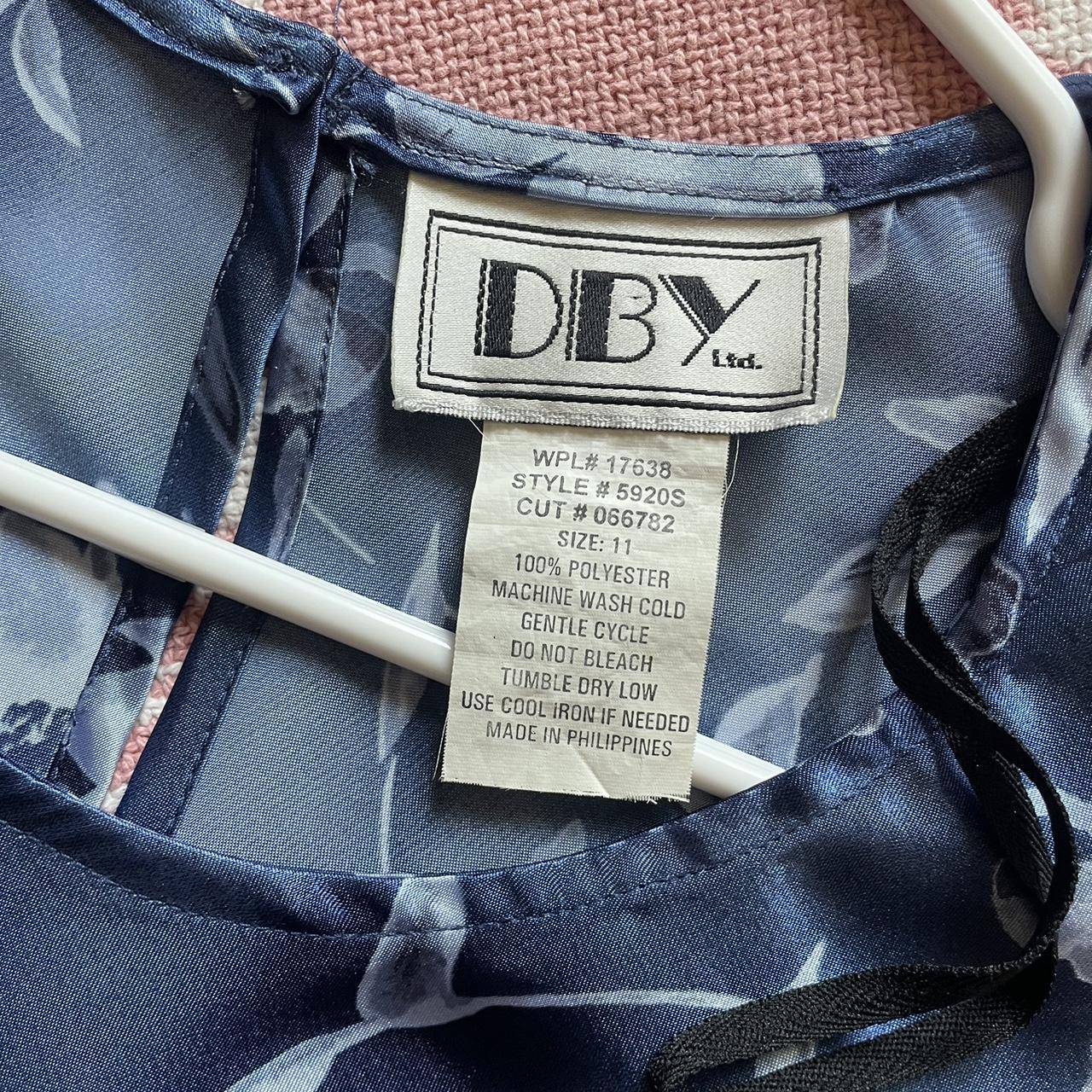 -vintage DBY made in USA floral blue dress... - Depop