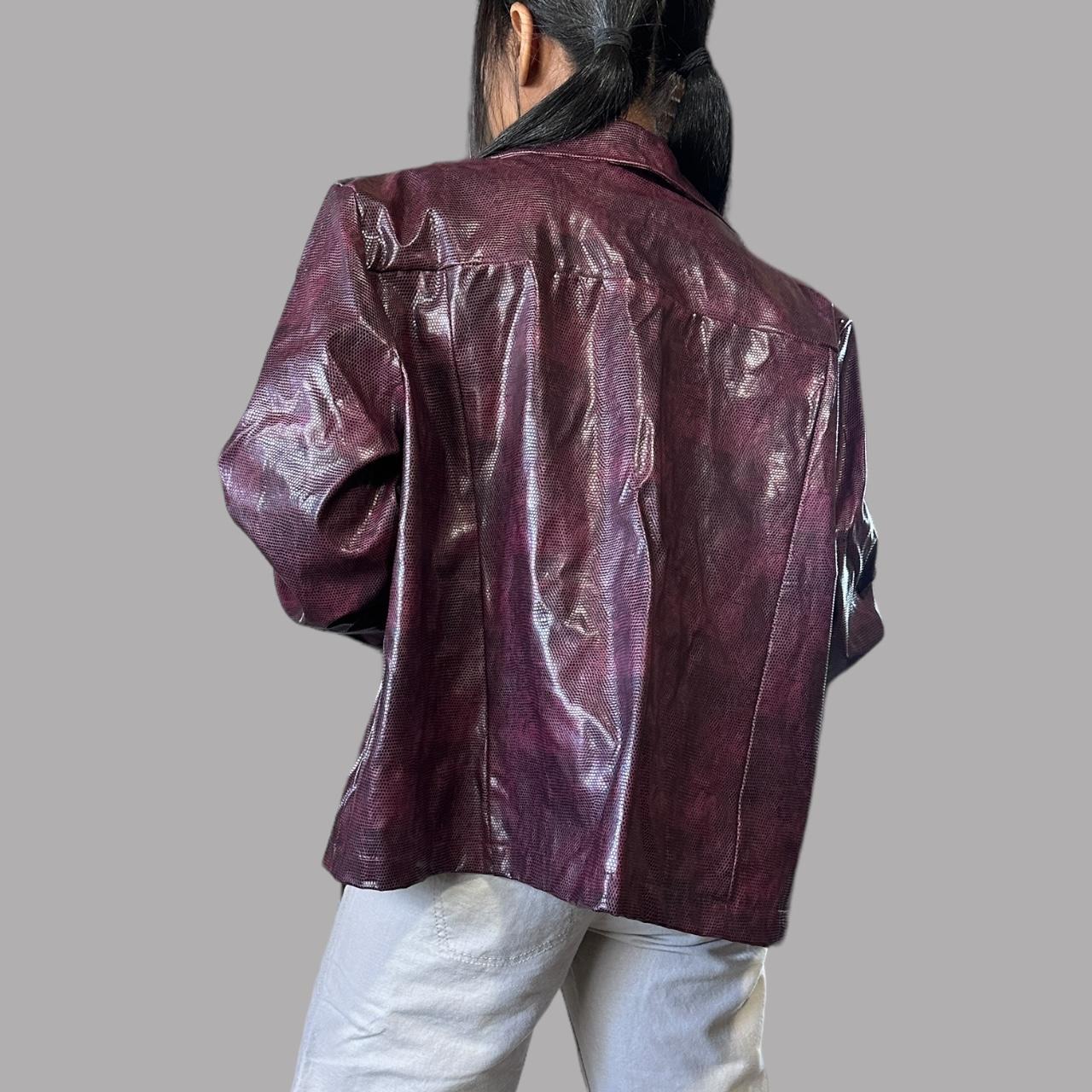Vintage Maroon Snake Print Jacket - Size xl; fits... - Depop