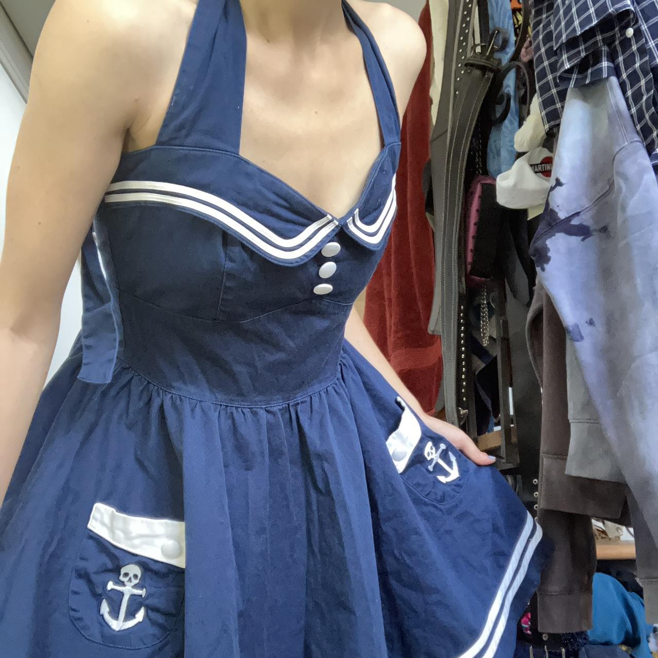 Gothic navy sailor dress 💙⚓️ Cute skulls and anchors... - Depop
