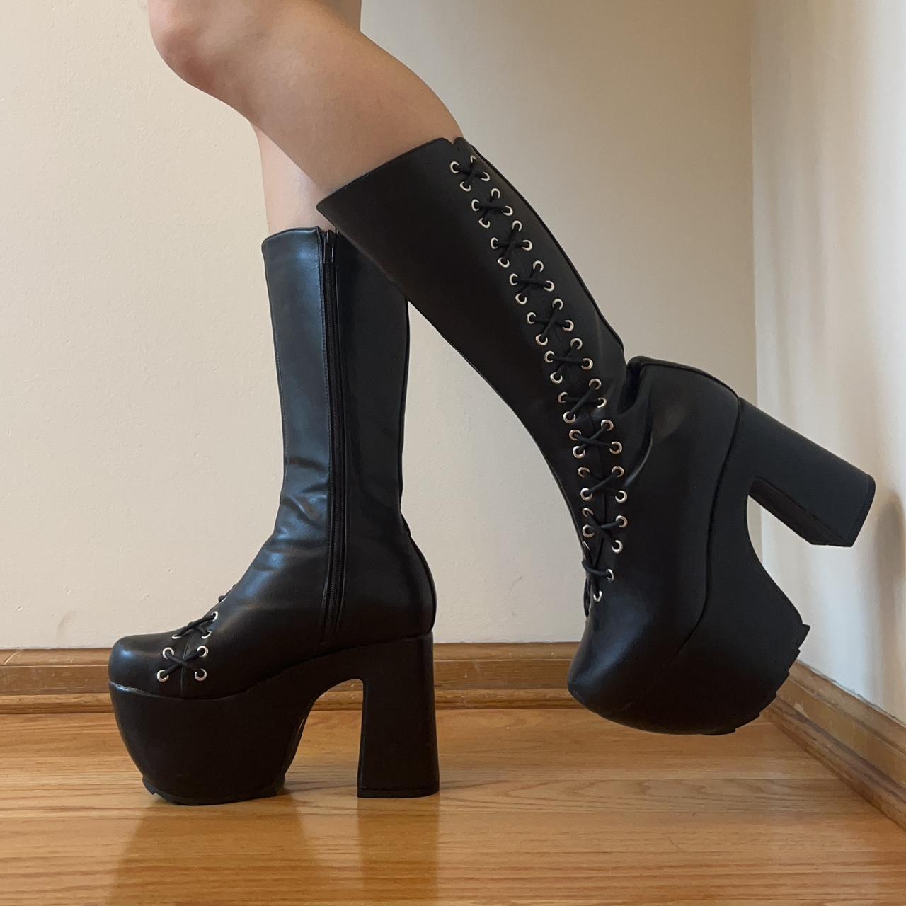 Chunky platform corset boots. Super tall and sexy... - Depop