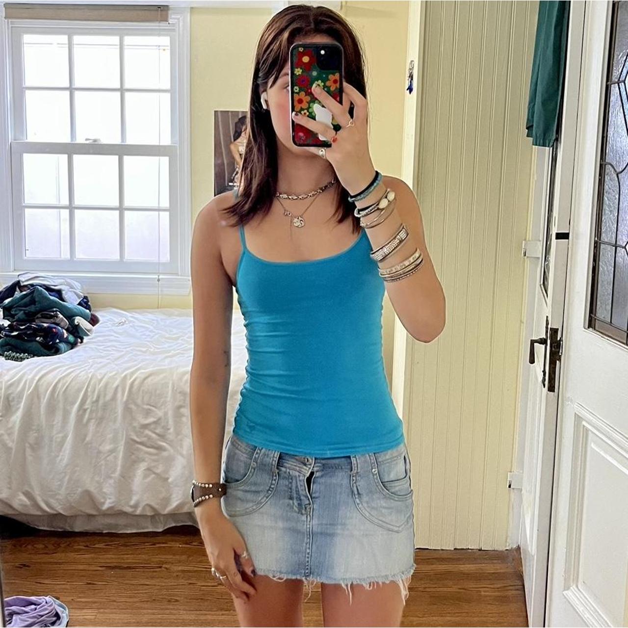 bright blue cami tank w built in bra. kids zing... - Depop