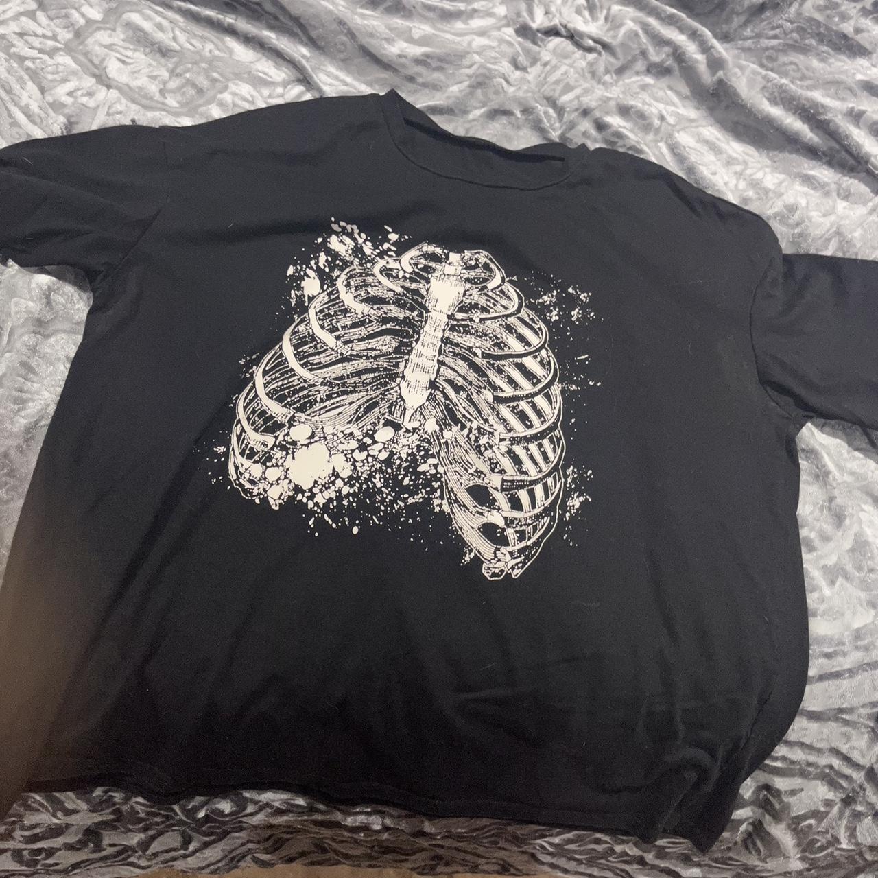Skeleton rib cage shirt Size L-XL #y2k #alt #grunge... - Depop