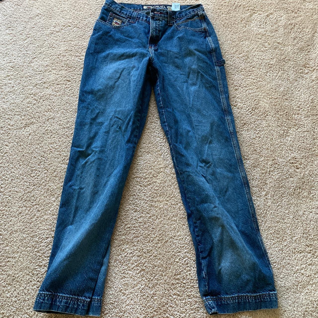 Vintage Cruel Girl Jeans with Red Stitching Size: M - Depop