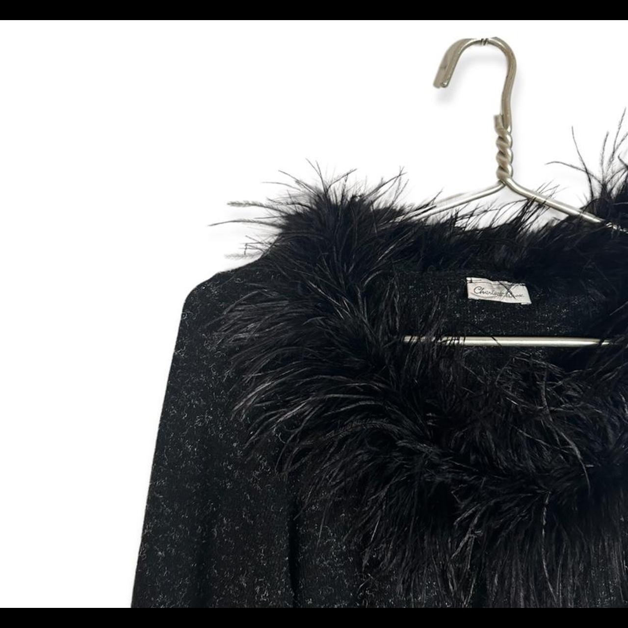 Y2K Feather Vamp Top Black colored, long sleeve top... - Depop