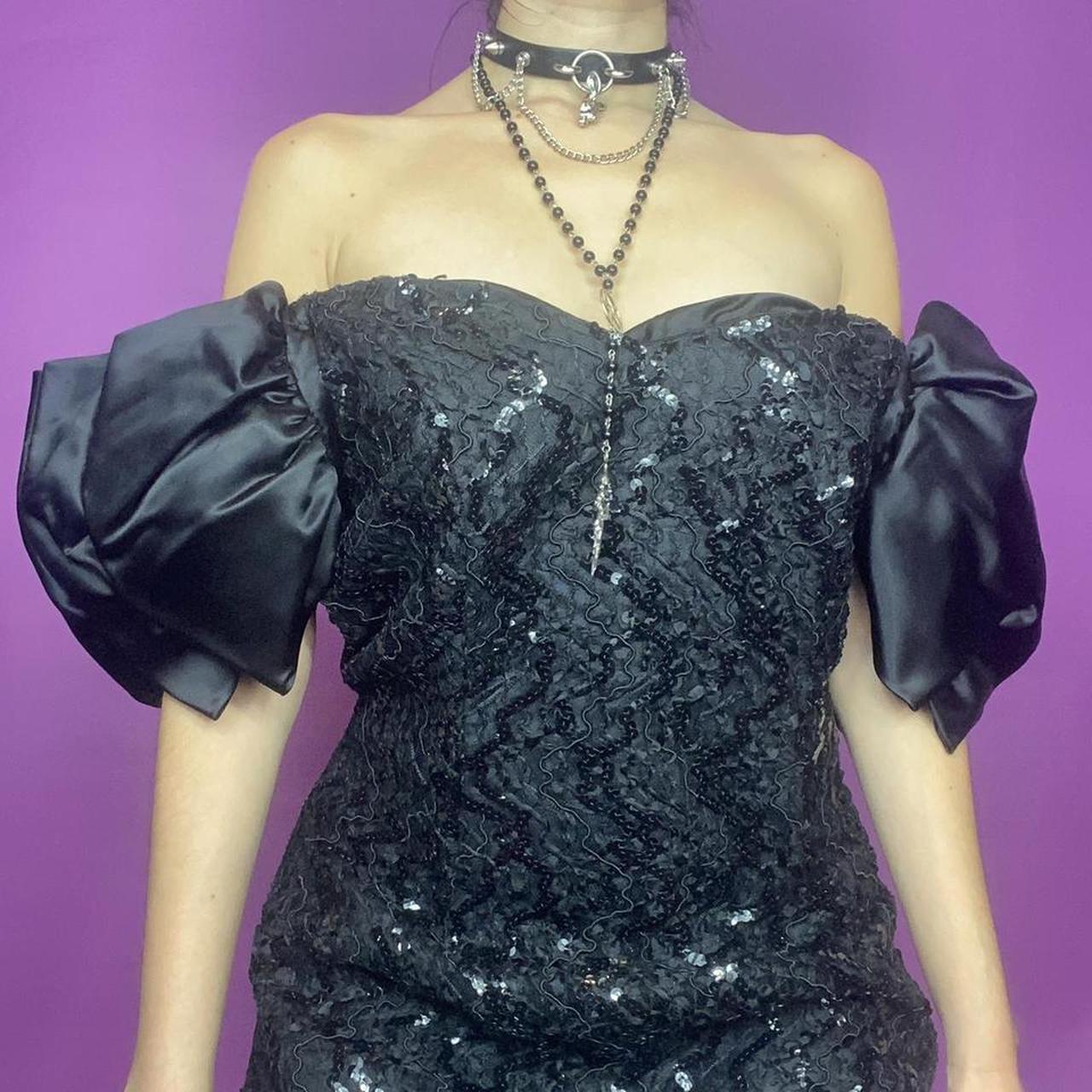 80s goth prom queen dress from Evenings by Pantagis... - Depop