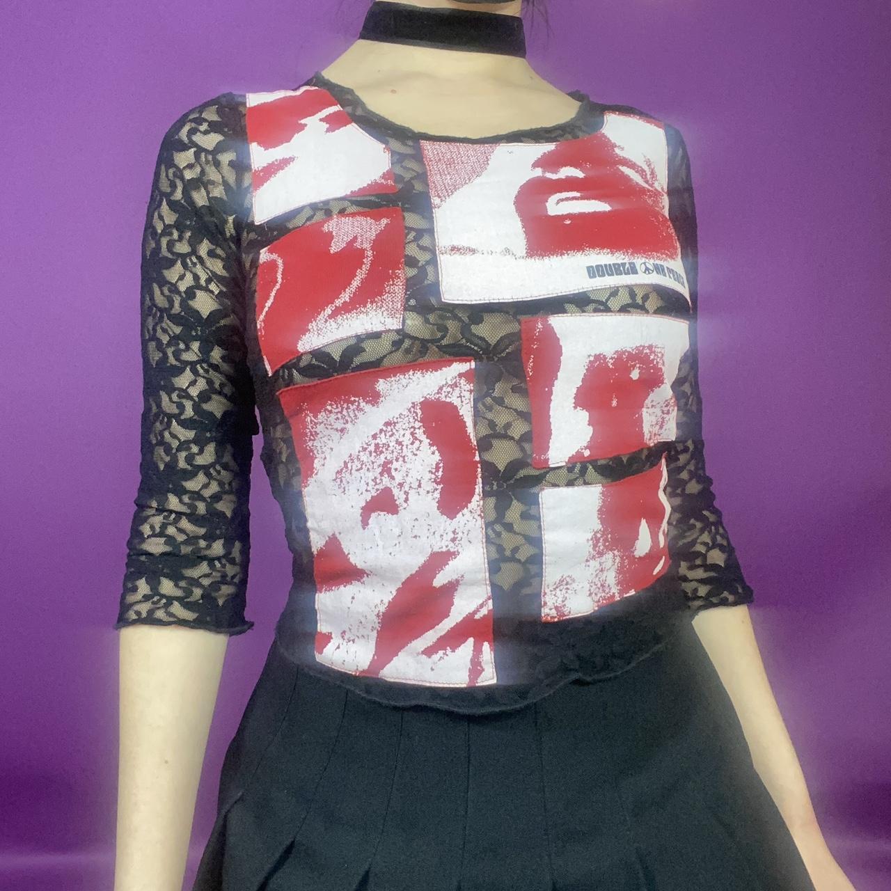 vintage y2k european face print top by Euro brand... - Depop