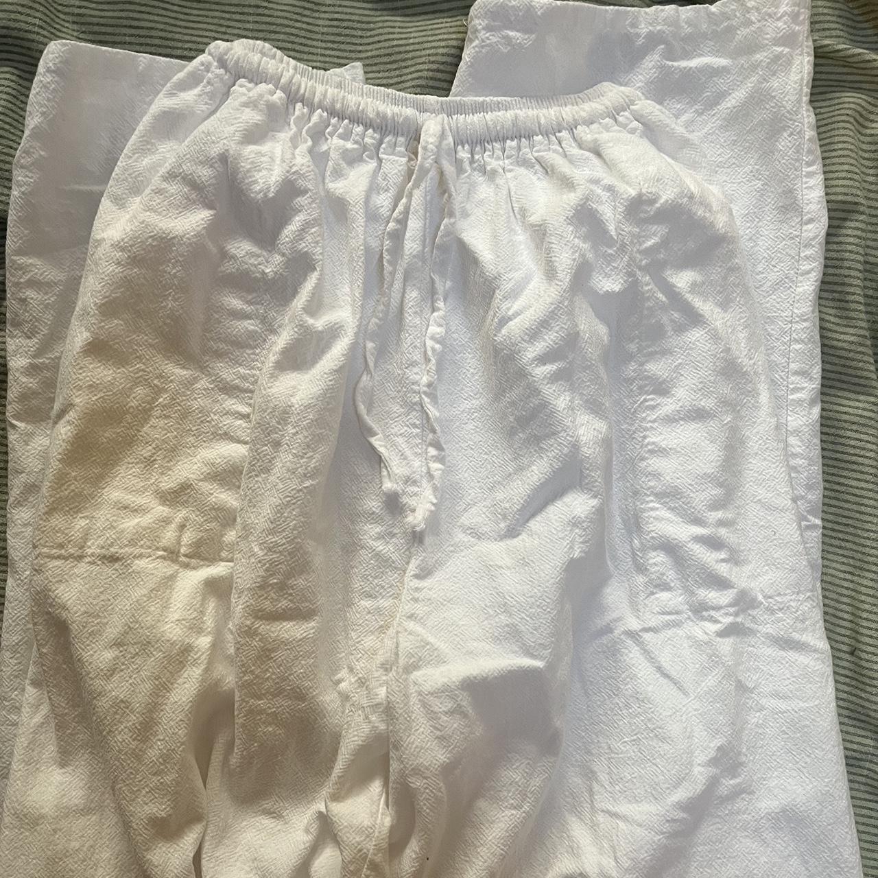 white linen pants bought from bali they are quite... - Depop