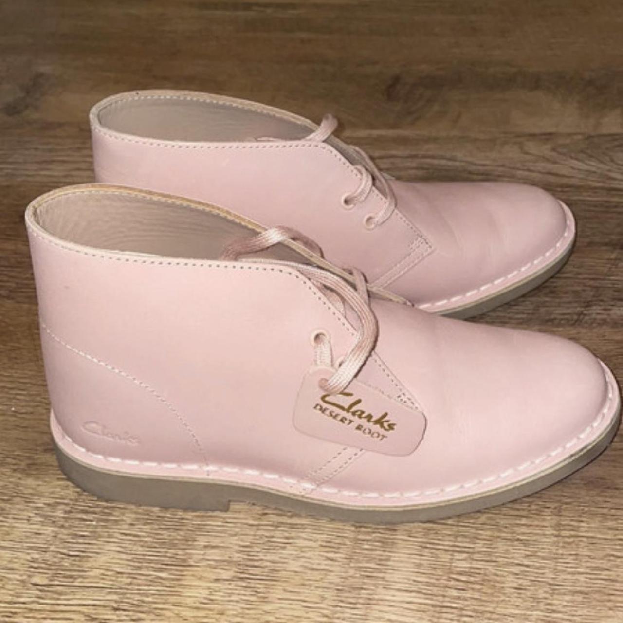 Clarks Pink Leather Desert Boots Size 5 Worn once... - Depop