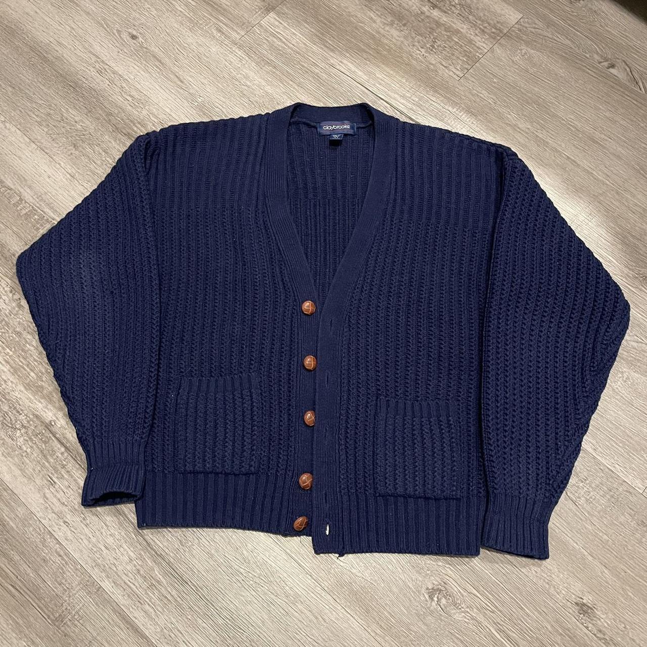 Vintage Blue Navy Cardigan Nice Buttons Amazing... - Depop