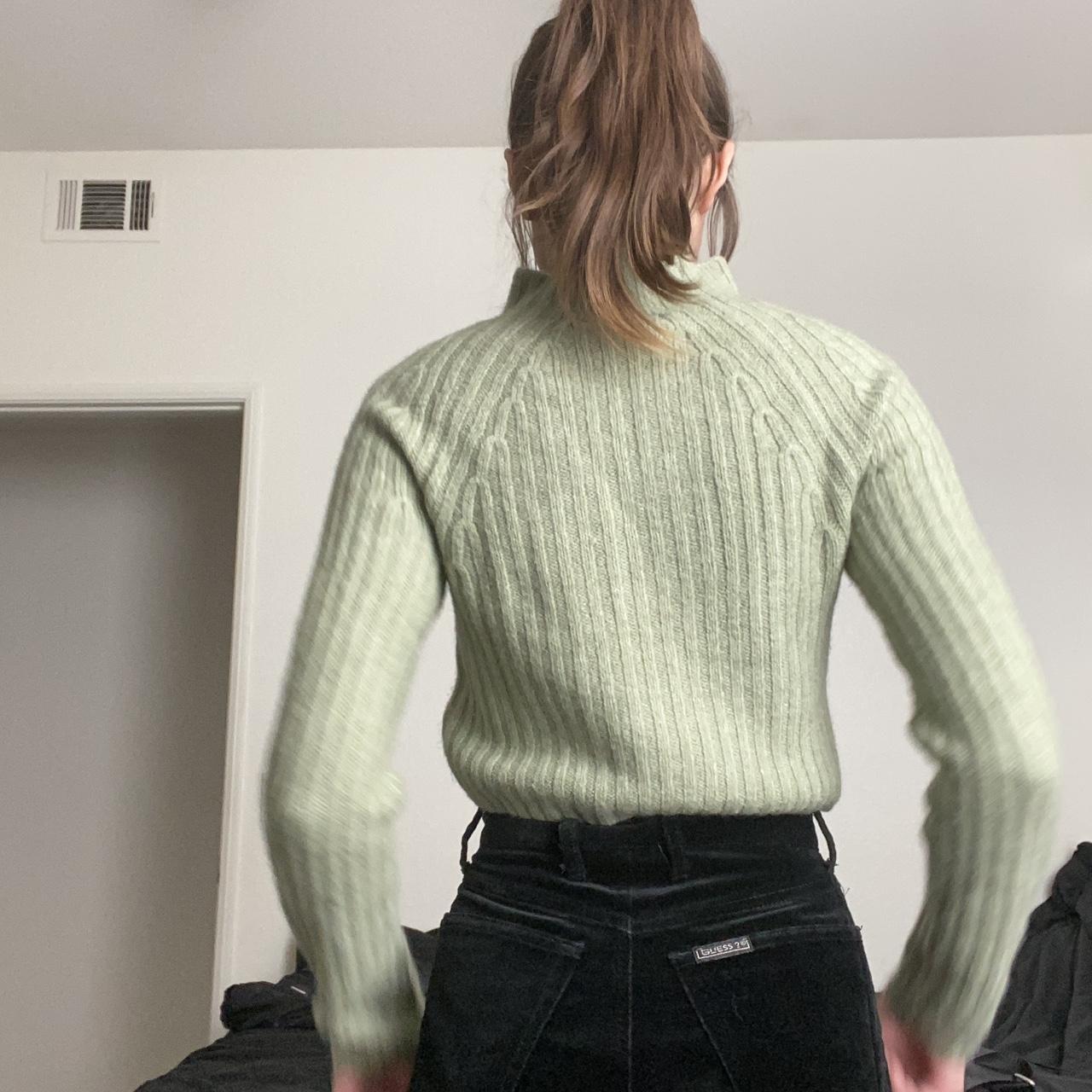 Monki mock neck cropped green knit sweater Monki... - Depop