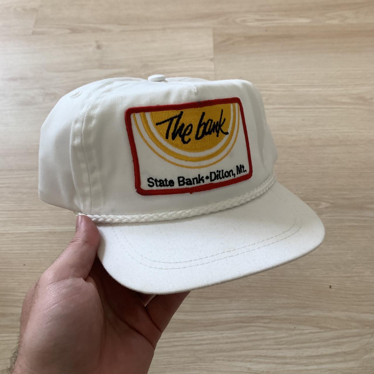 Vintage white state bank hat - Depop