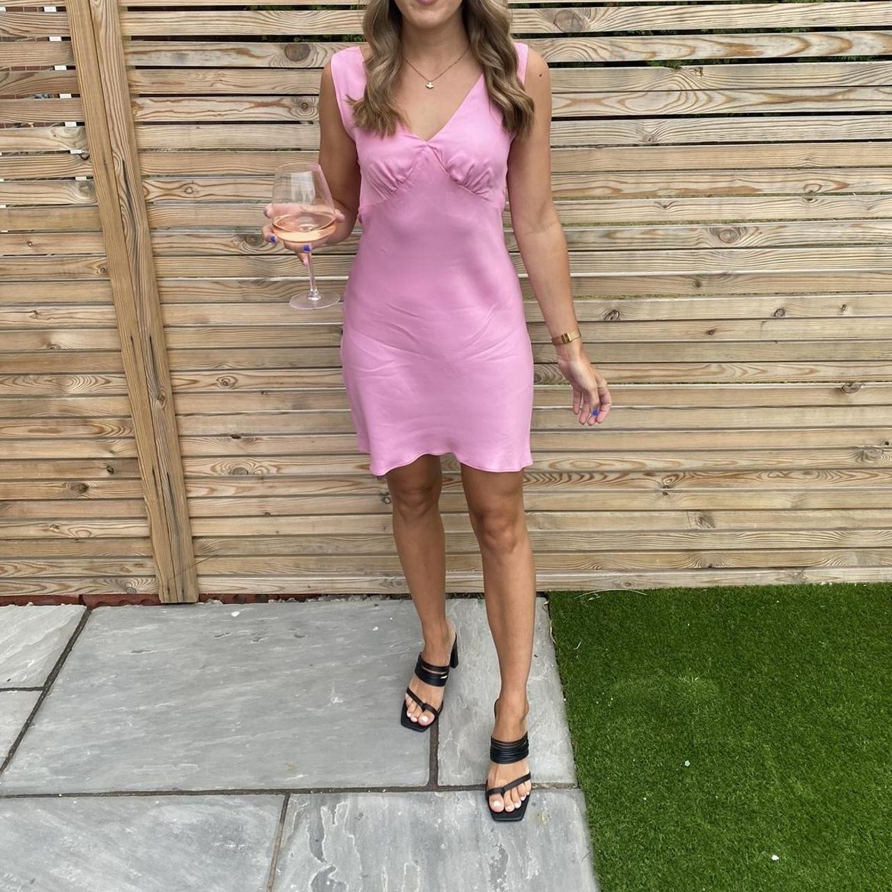 Silk slip dress Primark Pink Size 8 Worn once... - Depop